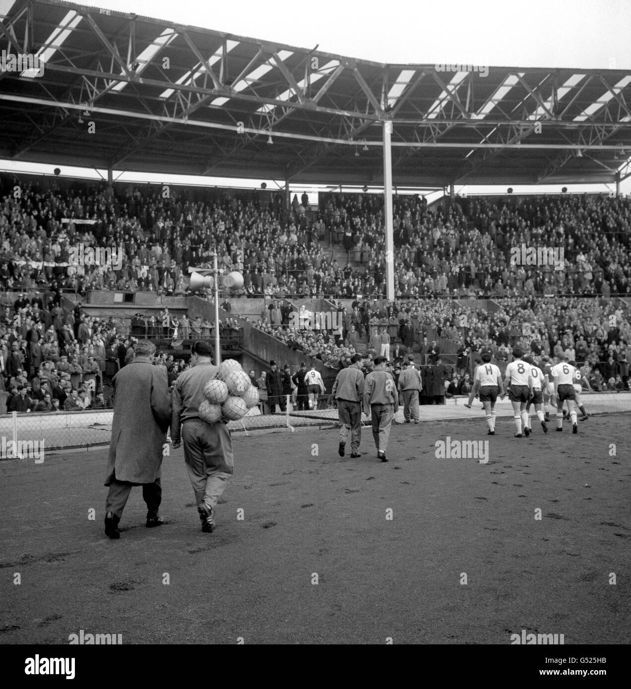 Walter Winterbottom (l), making his last appearance as the England ...