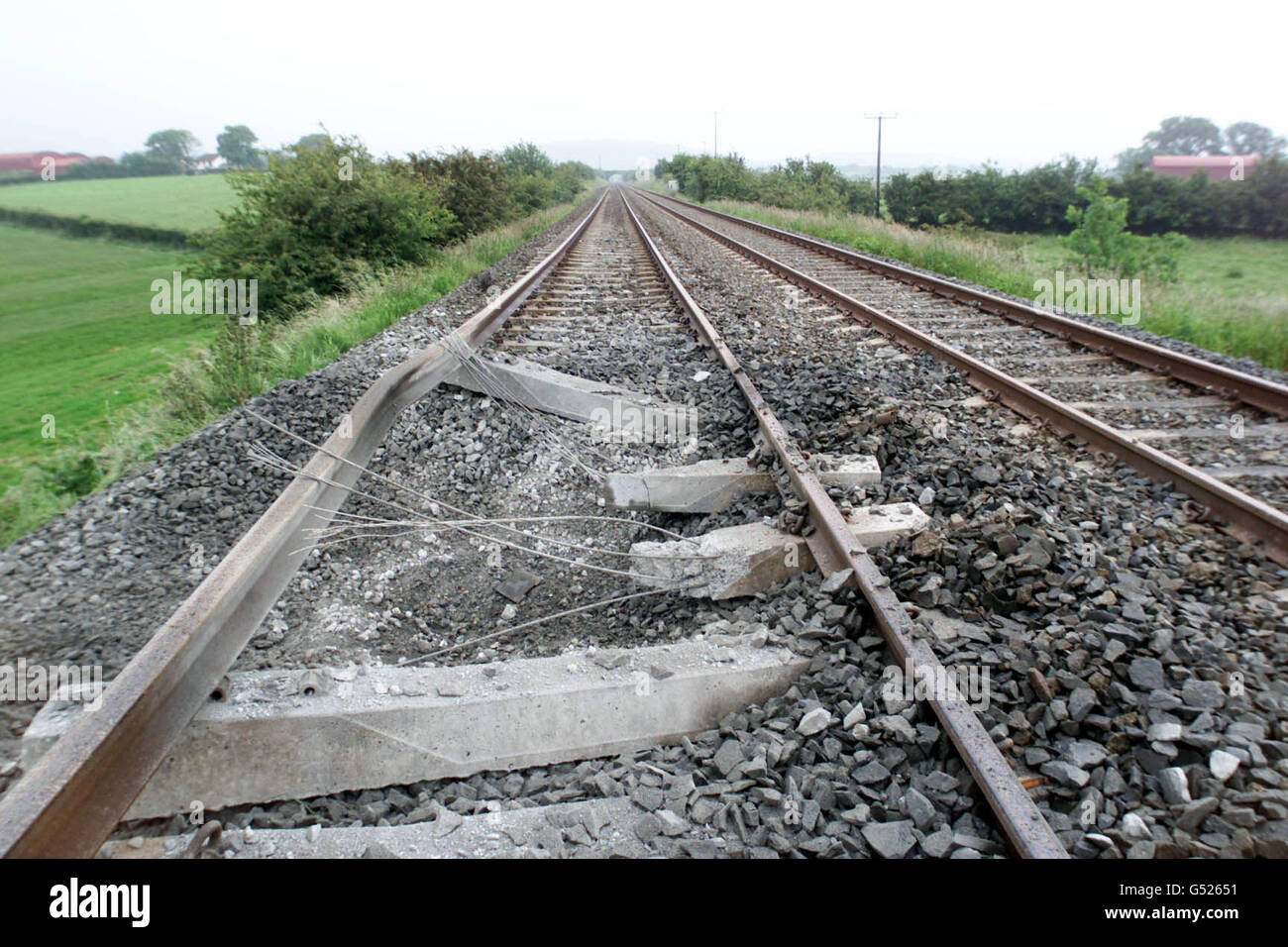 Railway line explosion Stock Photo - Alamy