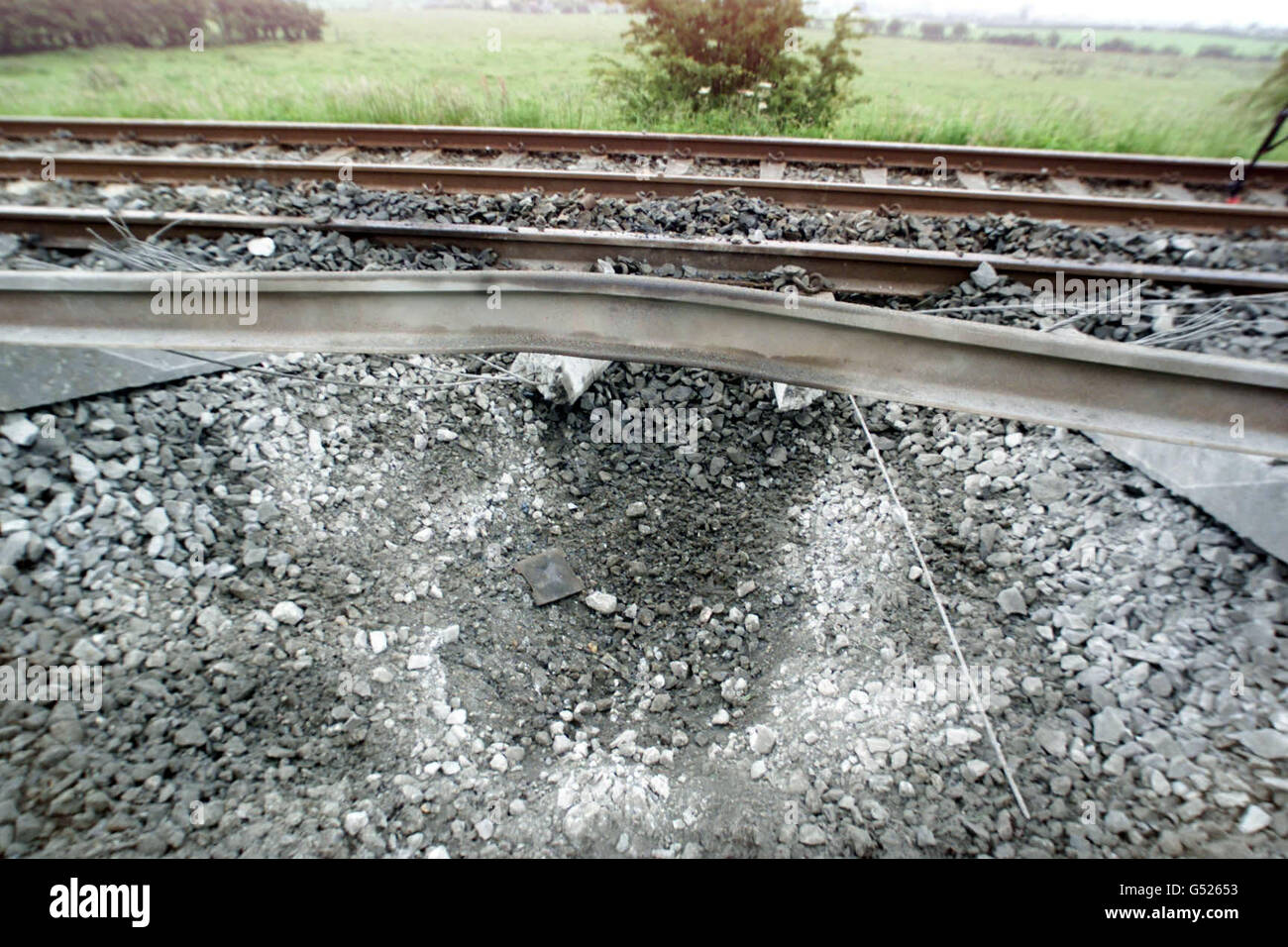 Railway line explosion Stock Photo - Alamy
