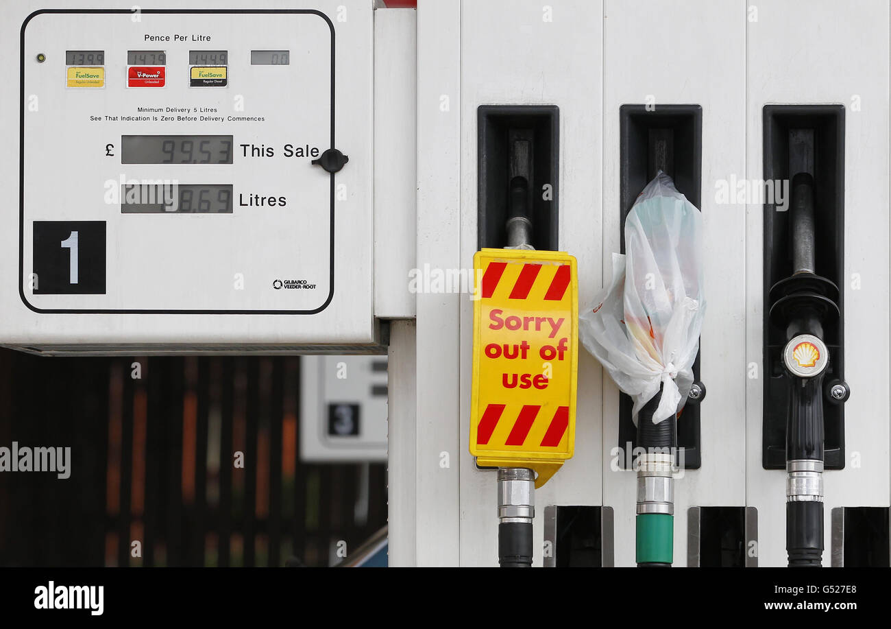 A general view of a pump at a Shell Garage in Liverpool, after sales of ...