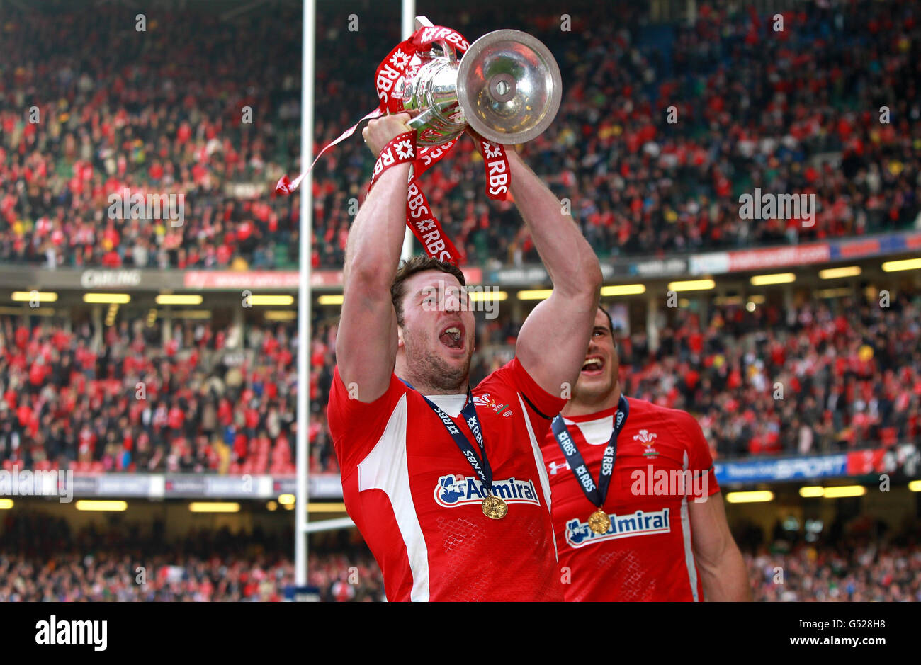 Alex Cuthbert celebrates with the trophy after Wales complete their ...
