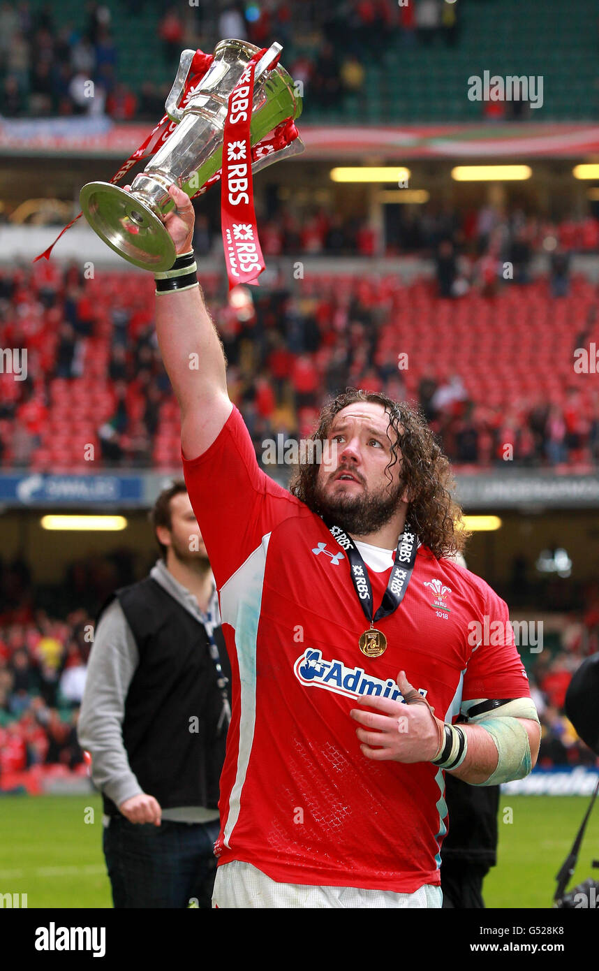 Adam Jones celebrates with the trophy after Wales complete their third ...
