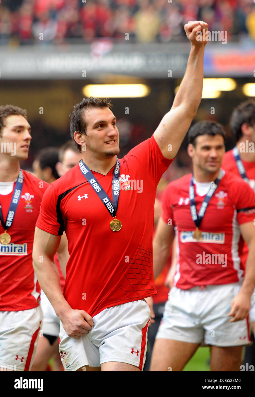 Wales' captain Sam Warburton celebrates after his side win the RBS Six ...