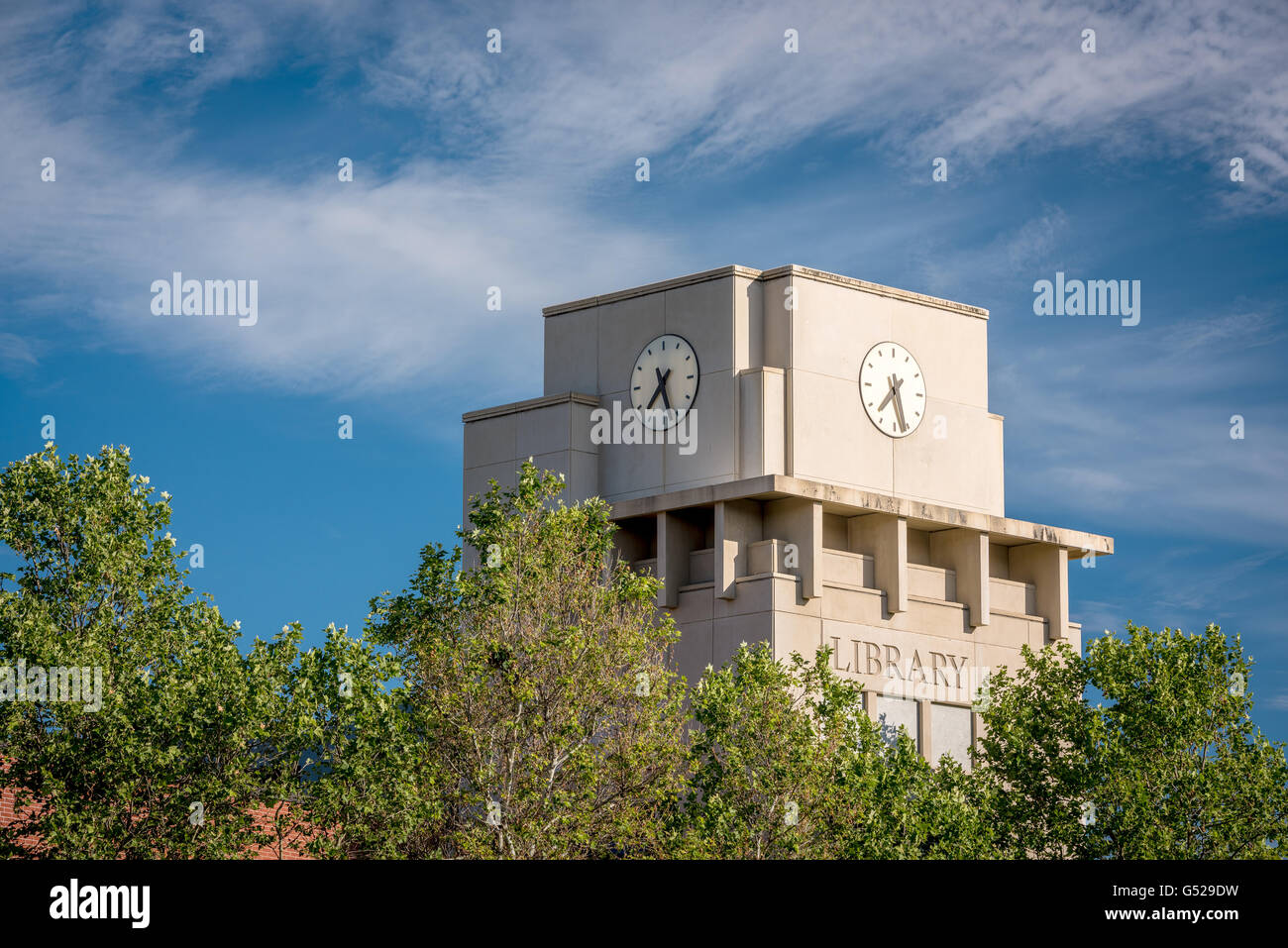 Clock tower at a local university Library Stock Photo - Alamy