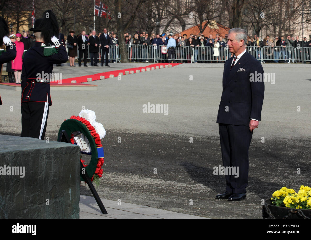 The Prince of Wales, during a wreath laying ceremony at the National ...