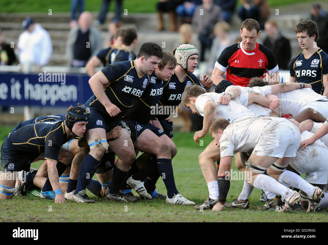 Scotland and england players prepare to form a scrum hi-res stock ...