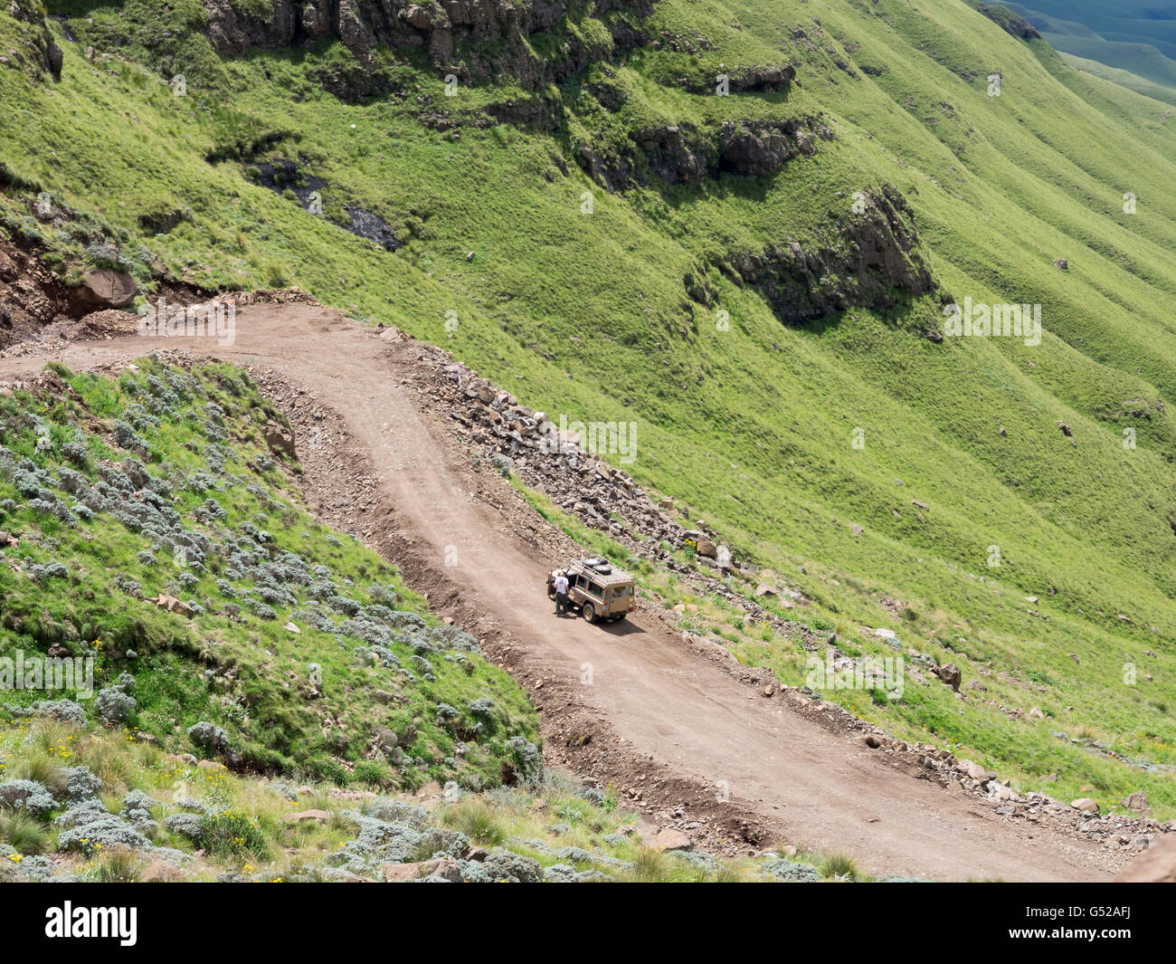 South Africa, KwaZulu-Natal, Sani Pass, uphill to Sani Pass Stock Photo ...