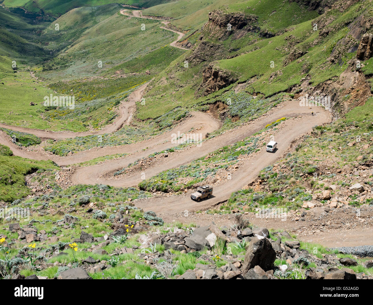 South Africa, KwaZulu-Natal, Sani Pass, uphill to Sani Pass Stock Photo ...