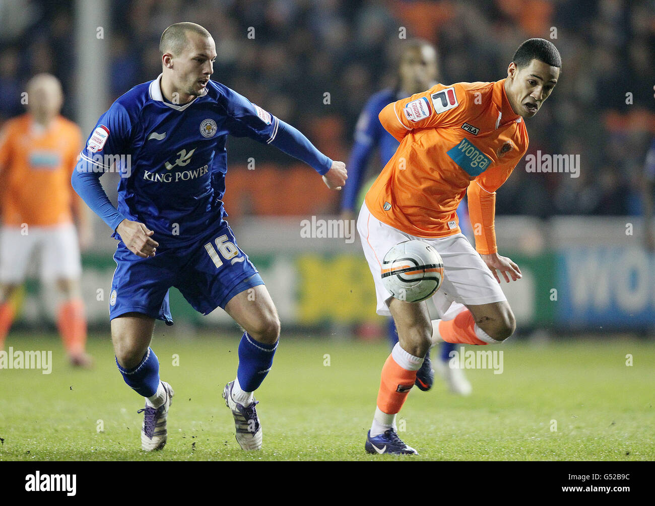 Blackpool's Tom Ince and Leicester City's Daniel Drinkwater Stock Photo ...