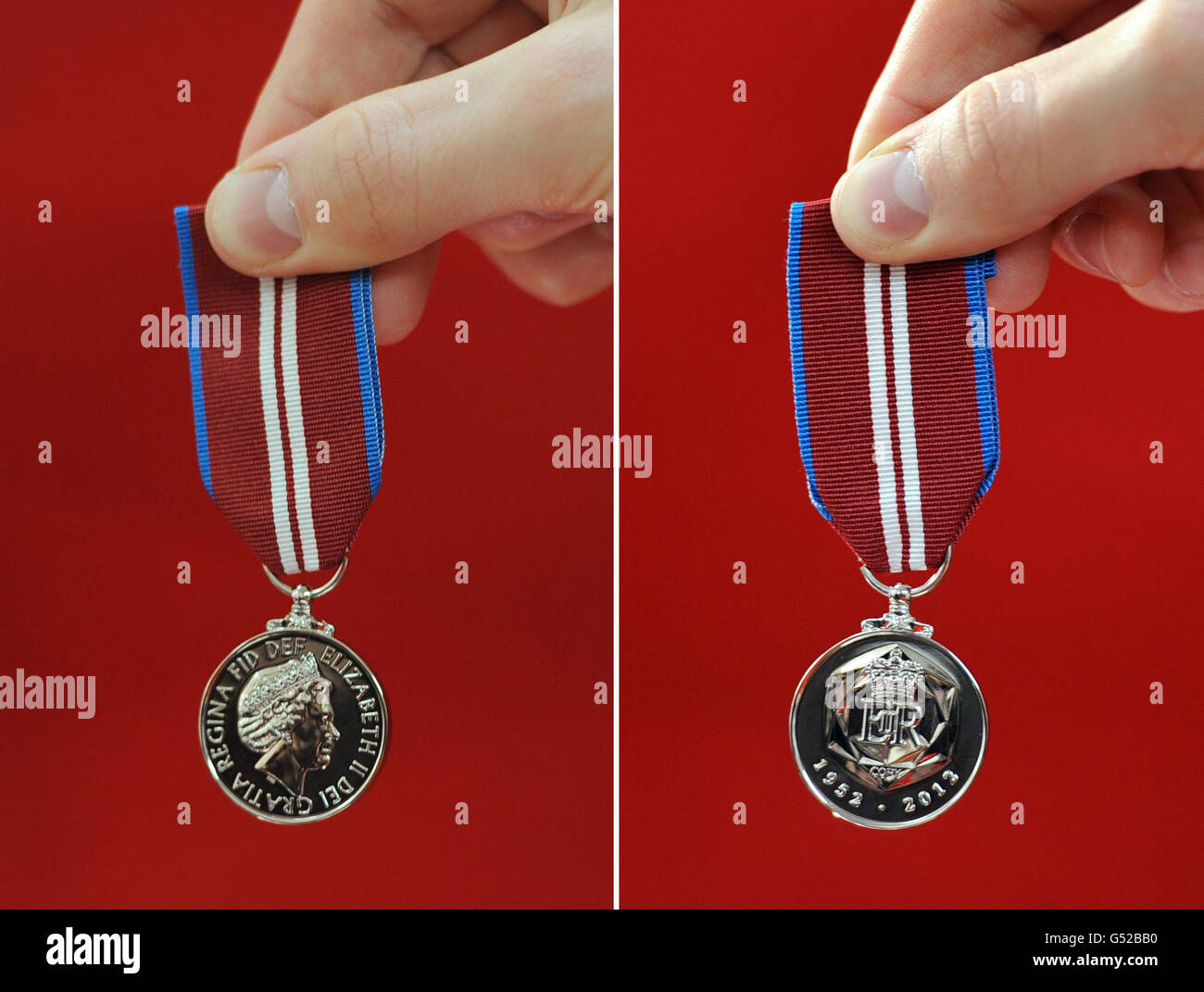 The Queen's Diamond Jubilee medal is displayed at Wellington Barracks ...