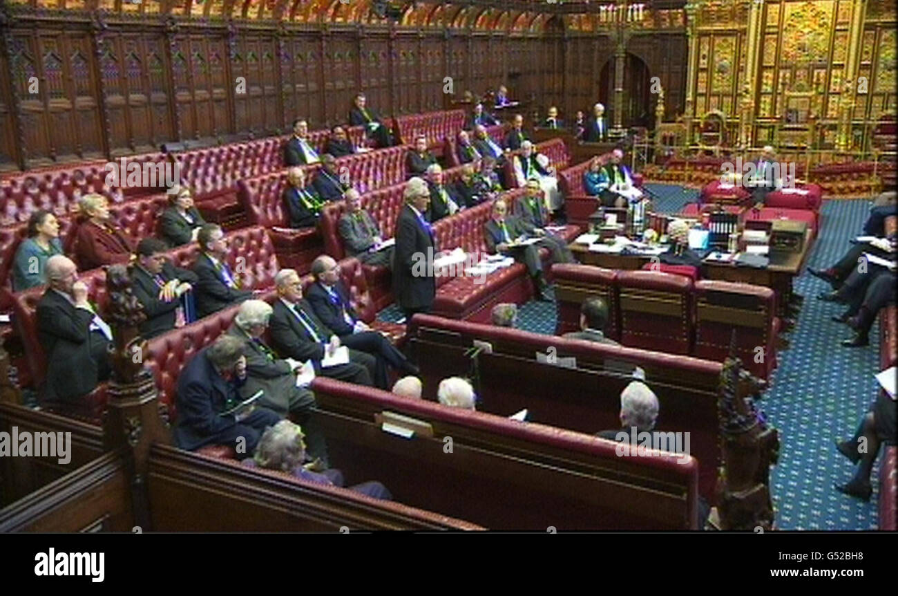 Lord Heseltine delivers his maiden speech in the House of Lords, London ...