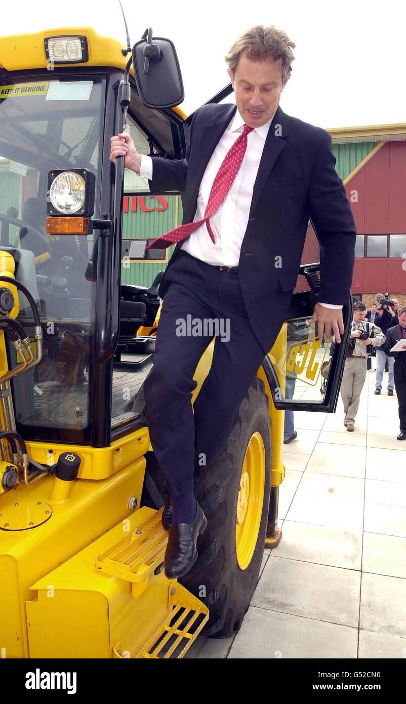 Tony Blair digger jump Stock Photo - Alamy