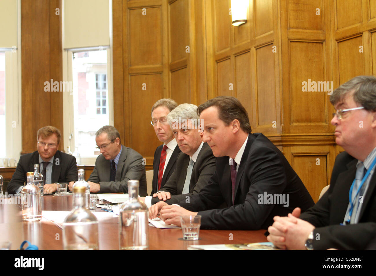 Prime Minister David Cameron and Health Secretary Andrew Lansley have a ...