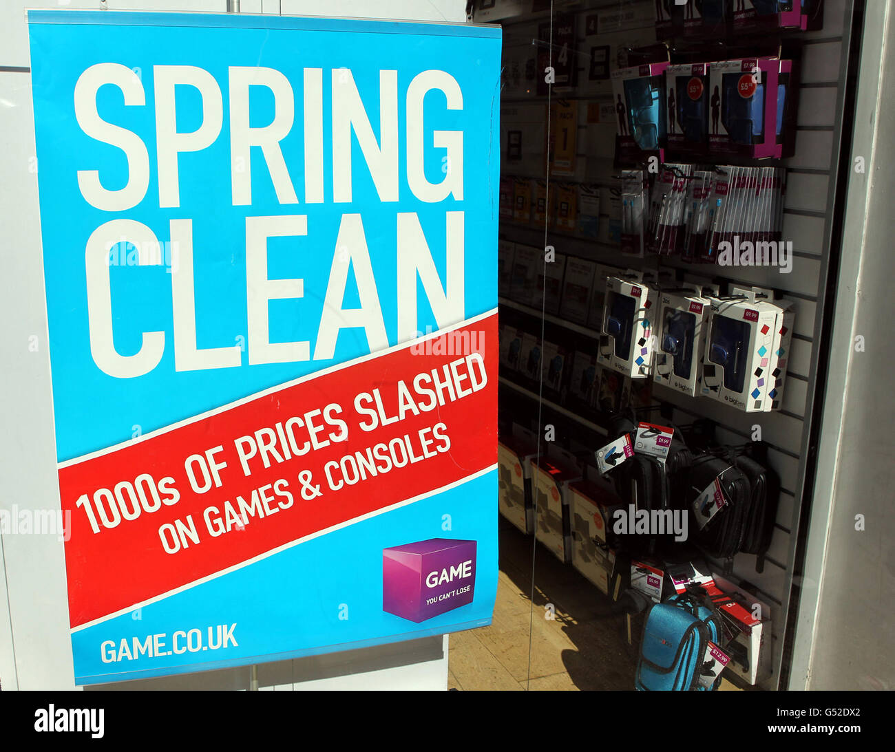 A general view of signage outside the Game shop on Oxford Street ...