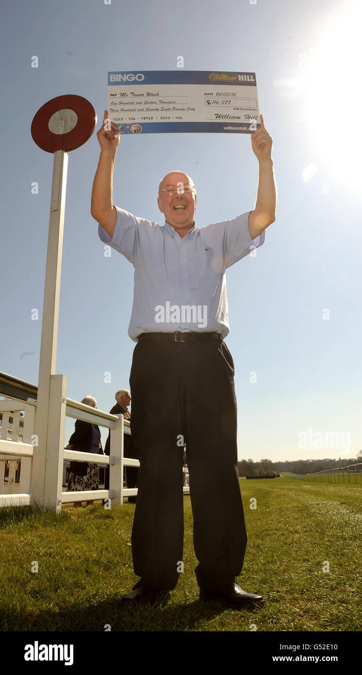 William Hill bingo winner Trevor Wash poses with his cheque at ...