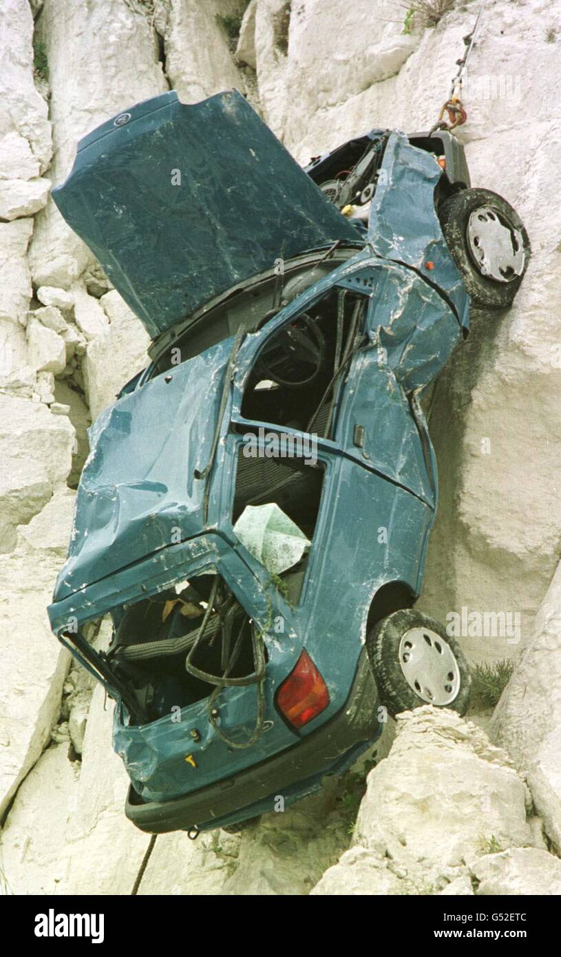 Car cliff plunge Stock Photo - Alamy