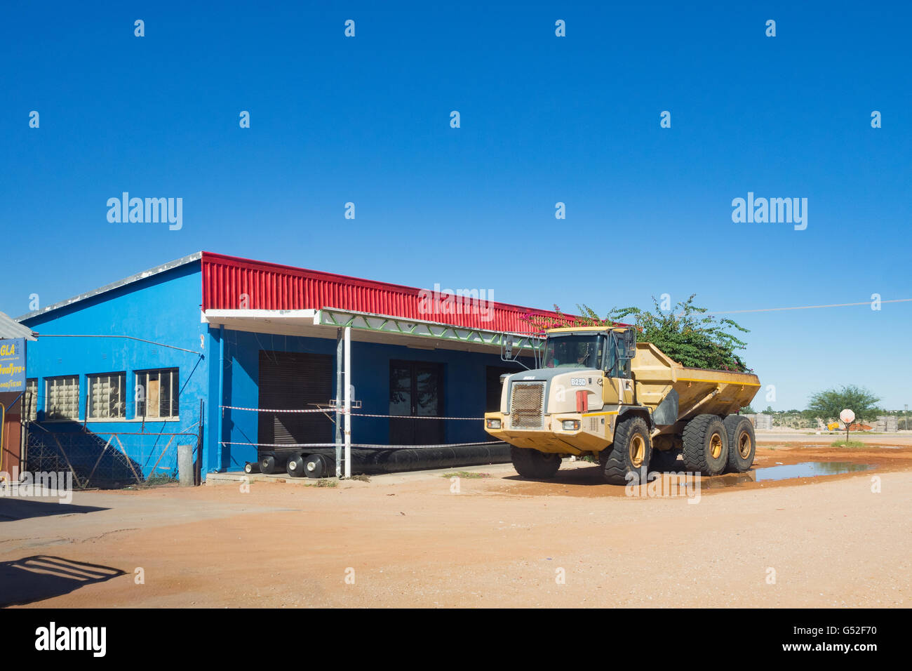 Namibia, Hardap, Gochas, truck transports green stuff, intermediate ...