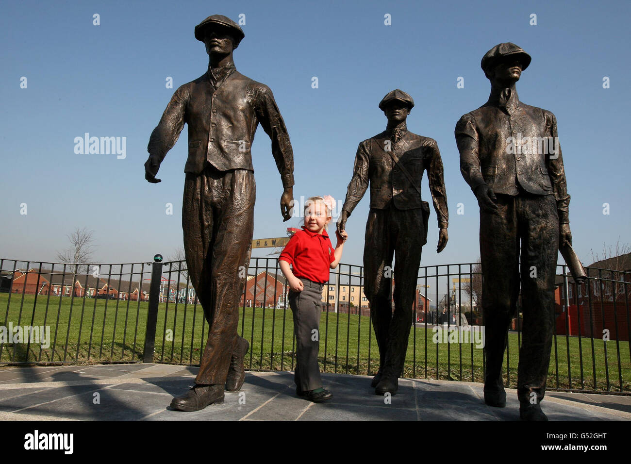Titanic wokers sculpture unveiled Stock Photo - Alamy