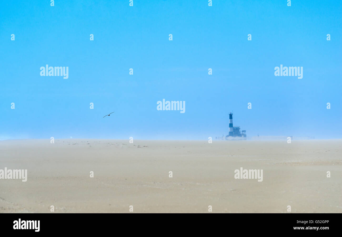 Namibia, Erongo, Walvis Bay, lighthouse stands lonely in the desert ...