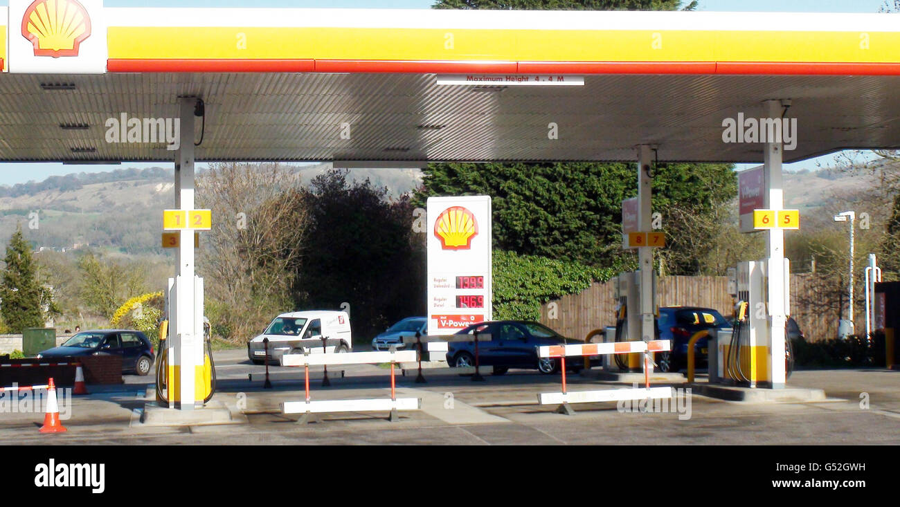 The pumps have run dry at the Shell filling station in Brockworth, near ...