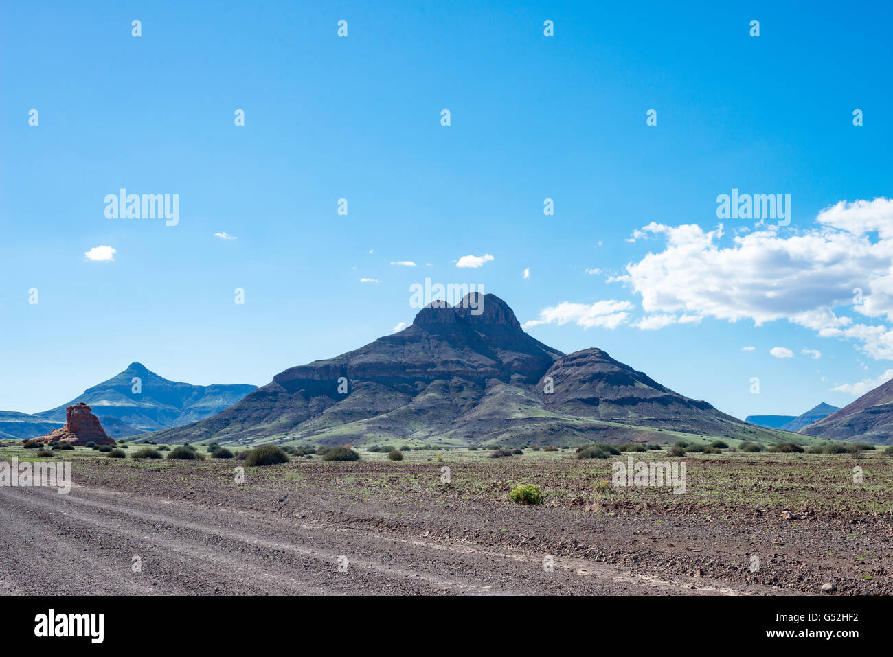 Namibia, Kunene, Bergsig, mountains under blue cloudy sky, on the ...