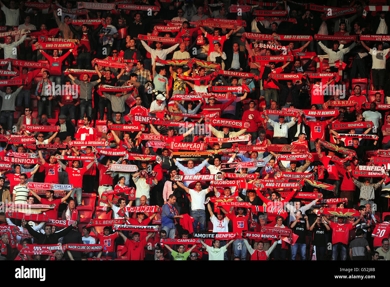 Benfica fans show their support prior to kick off hi-res stock ...