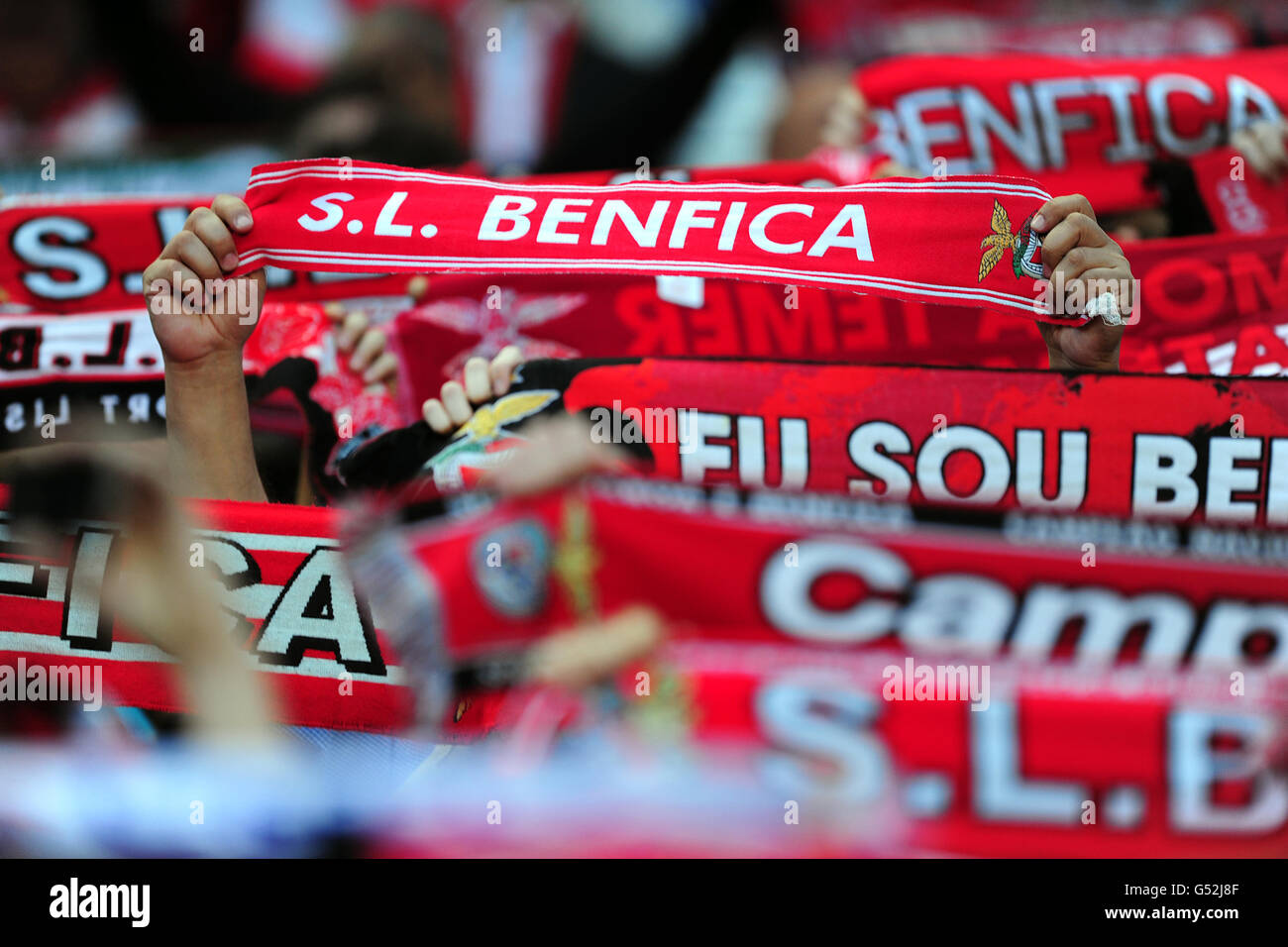 Benfica fans show their support prior to kick off hi-res stock ...