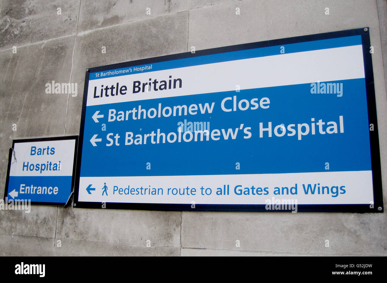A general view of signage at the St Bartholomew's Hospital, London ...