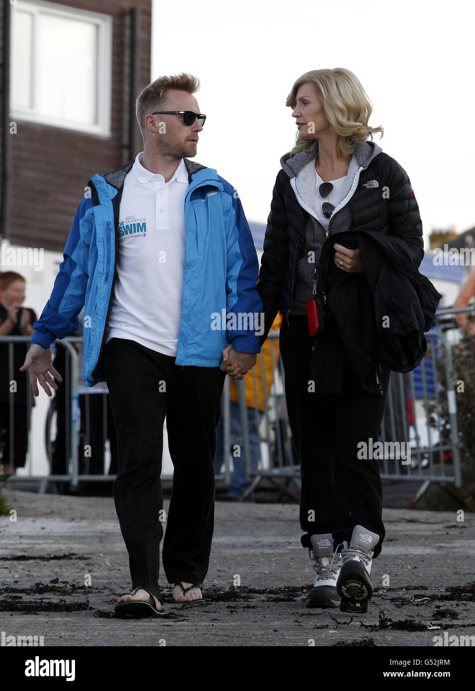 Ronan keating wife yvonne the start of the swim hi-res stock ...