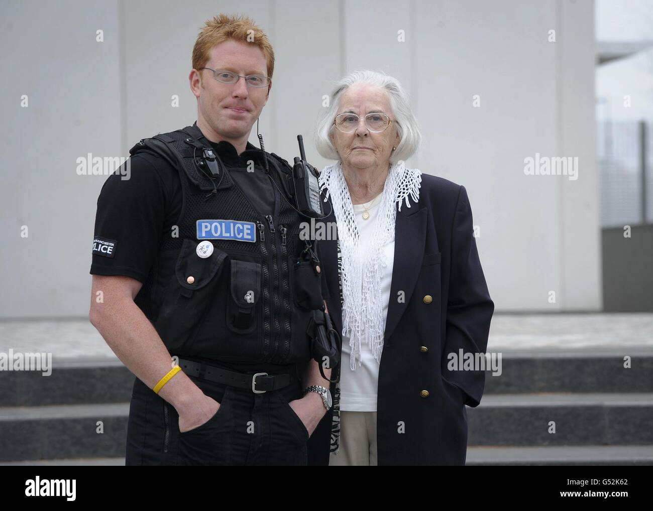 Maria Morrison and PC Simon Coates pose for photographs in Manchester ...