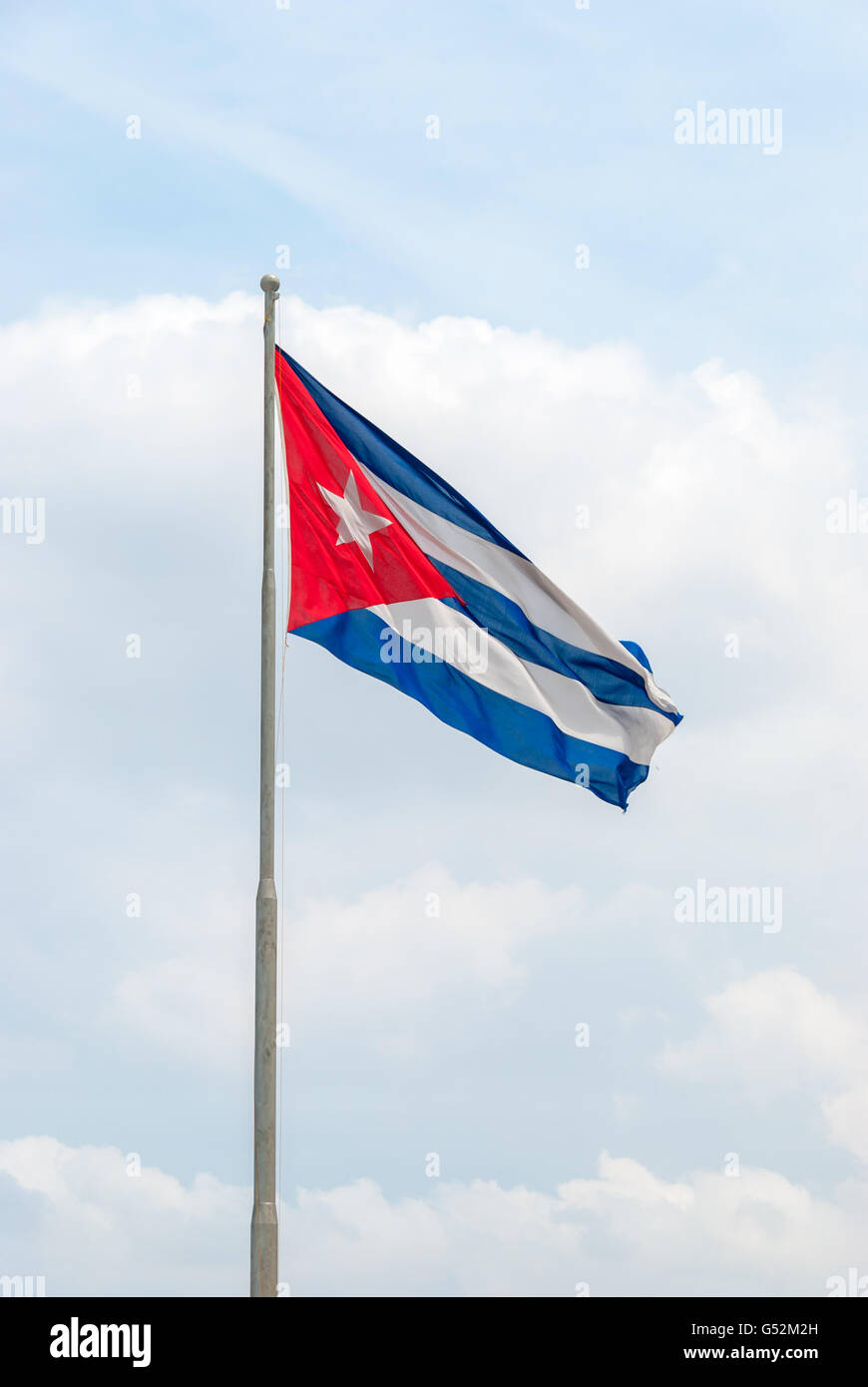 Cuba, Havana, Waving Cuban flag Stock Photo - Alamy