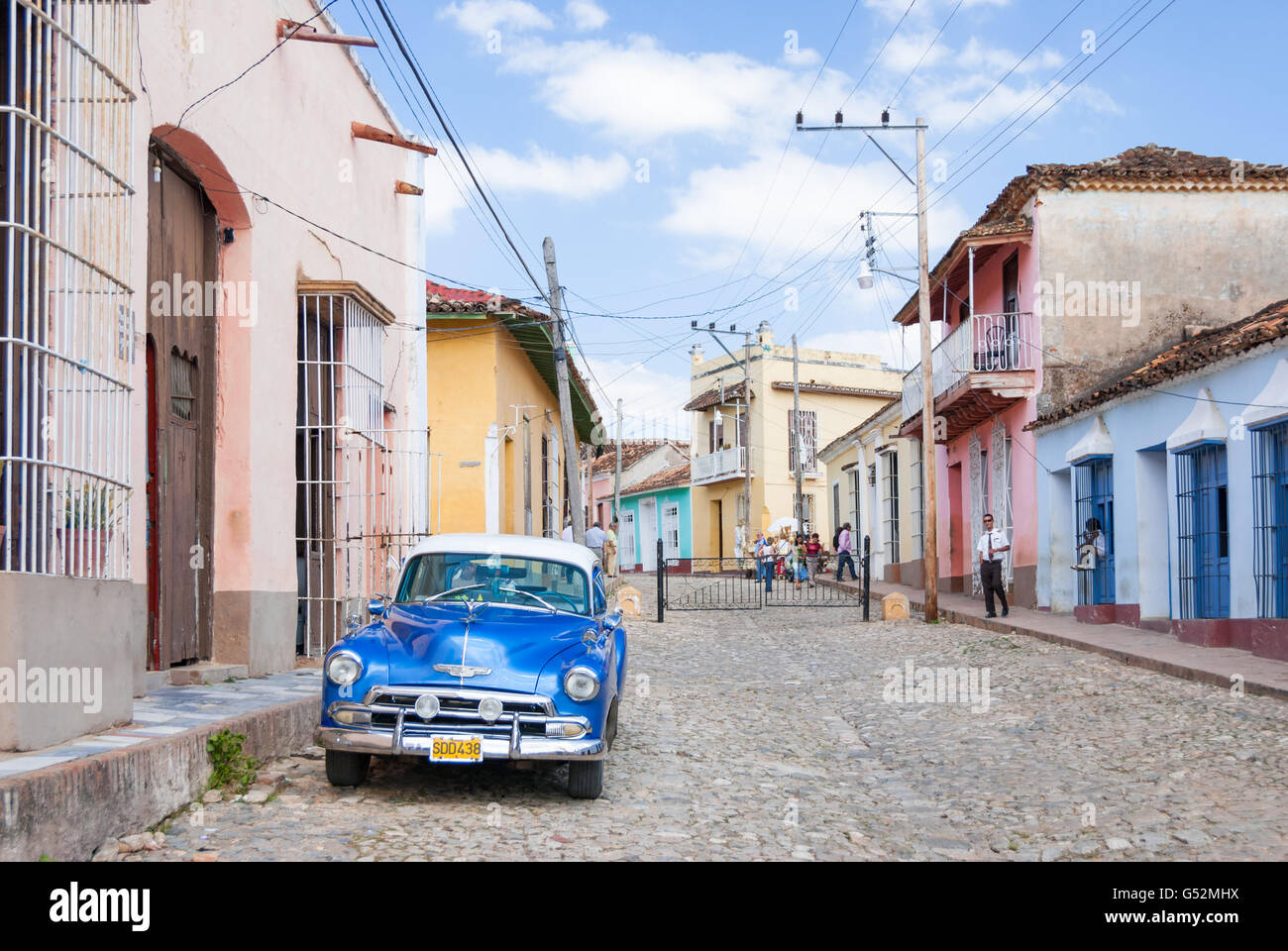 Cuba, Sancti Spíritus, Trinidad, street scene with vintage car Stock ...