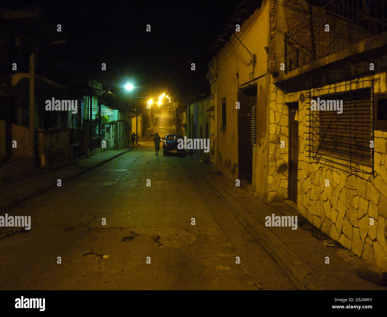 Cuba, Santiago de Cuba, At night in the streets of Santiago de Cuba ...