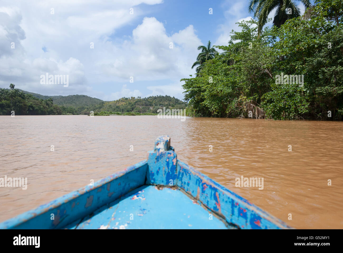 Cuba, Guantánamo, Paso de Toa, boat on the Toa river in Paso de Toa ...