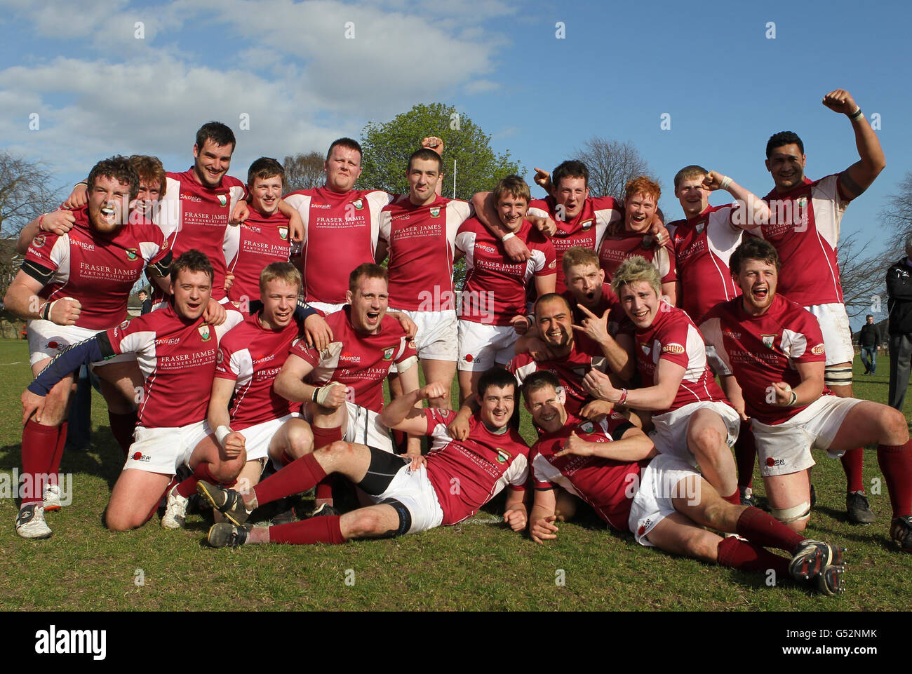 Gala celebrate winning against Dundee HSFP during the RBS National Cup ...