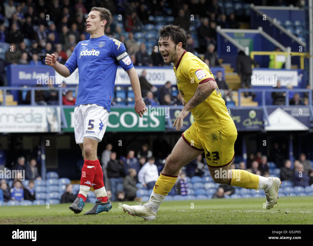 Burnley's Charlie Austin (right) celebrates scoring his third goal ...