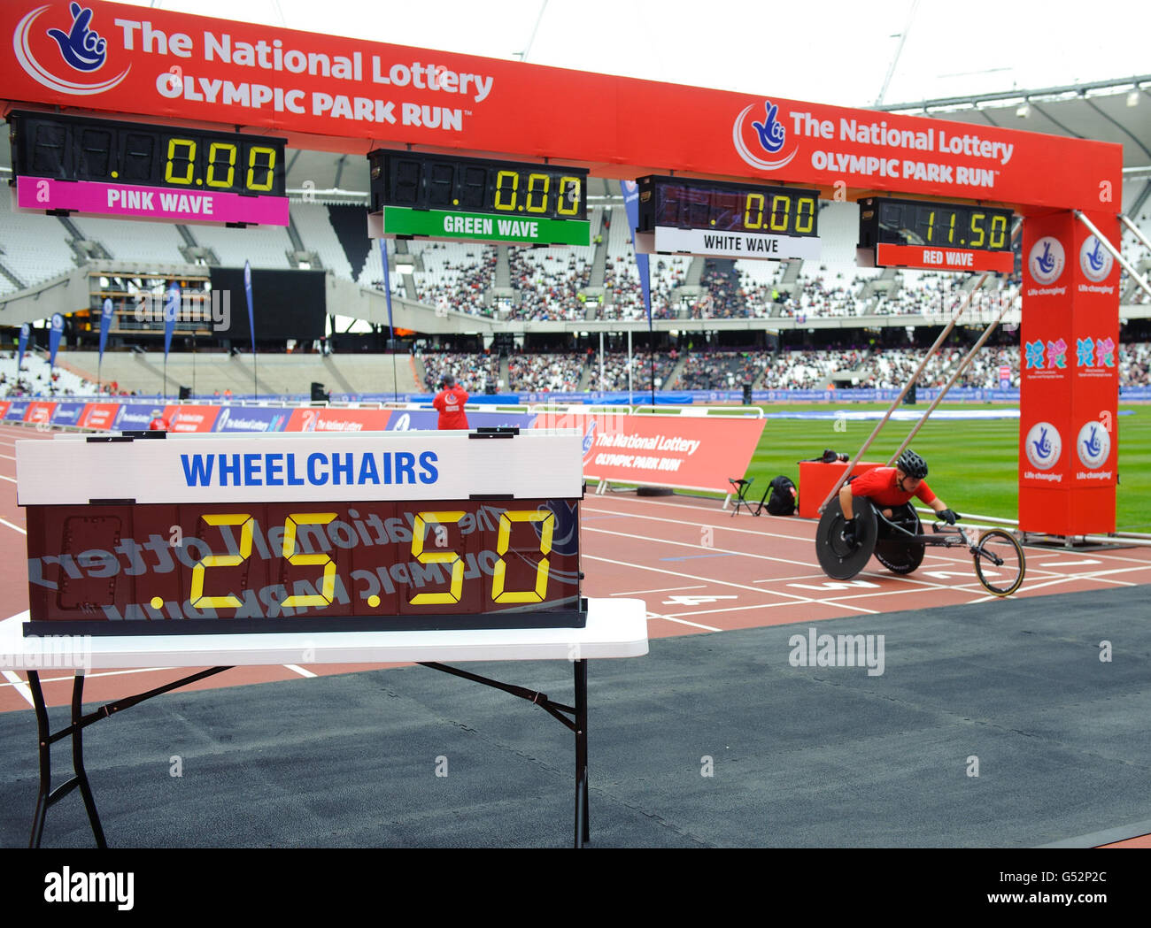 Stuart Bloor, 24, of Crewe, Cheshire, who came first in the wheel chair ...