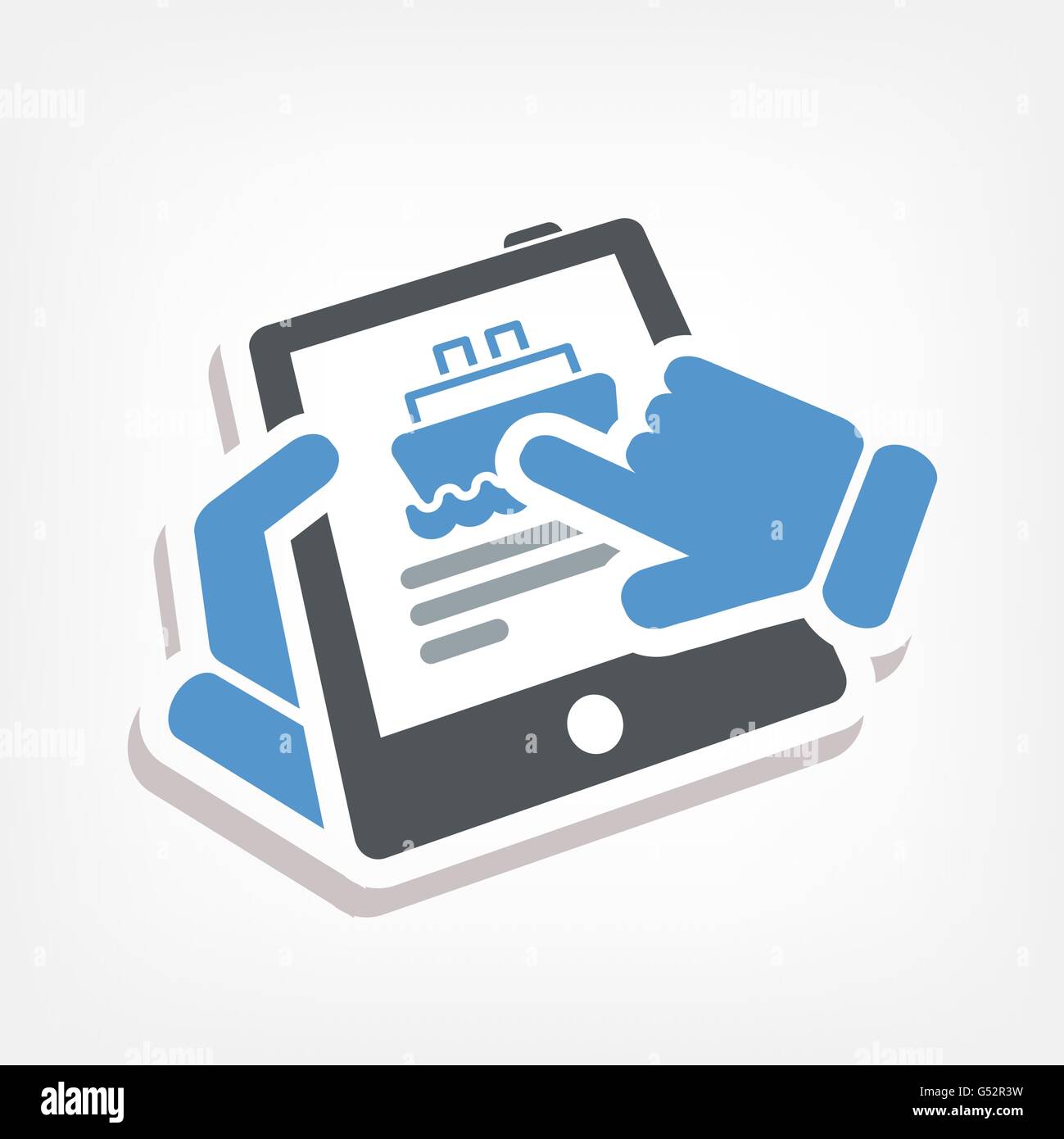 Navy tablet booking icon hi-res stock photography and images - Alamy