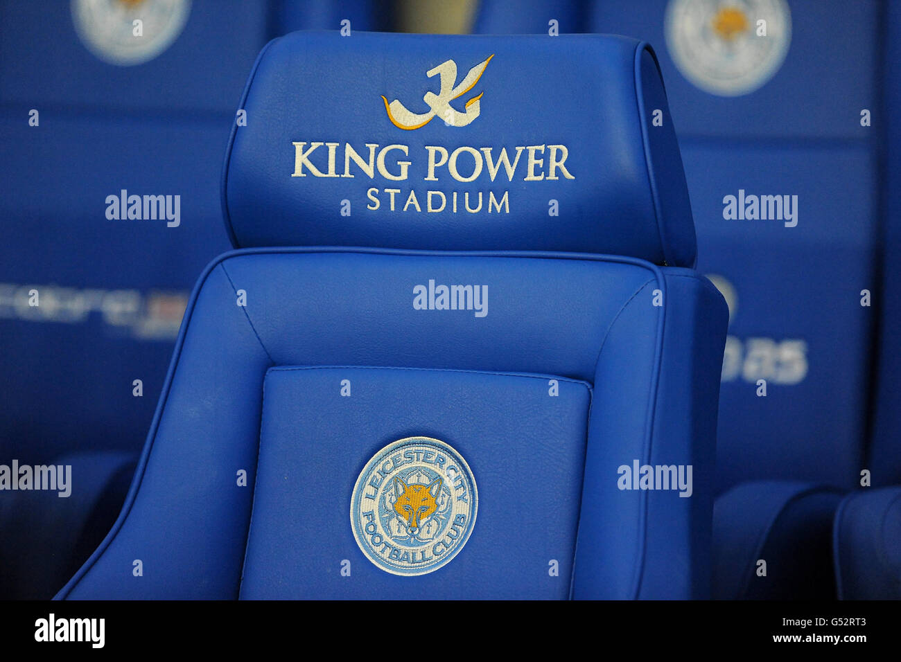 General view of seats in the dugout at the King Power Stadium Stock ...