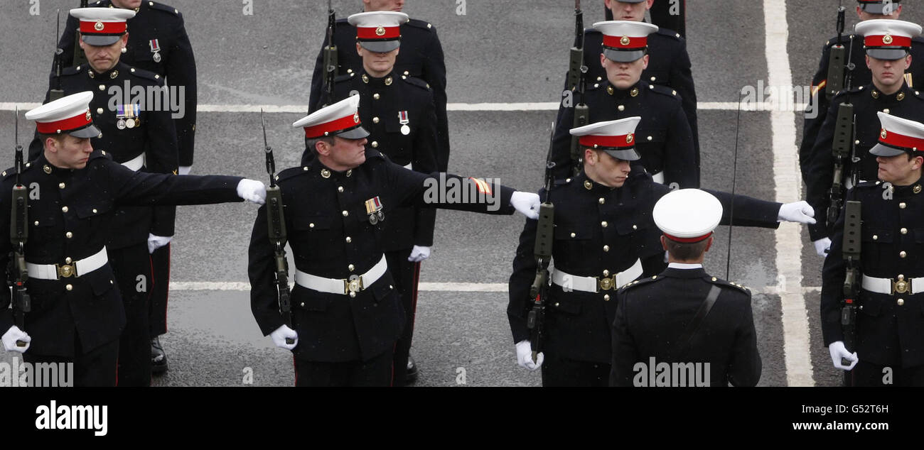 43 Commando Fleet Protection Group Royal Marines formation parade Stock ...