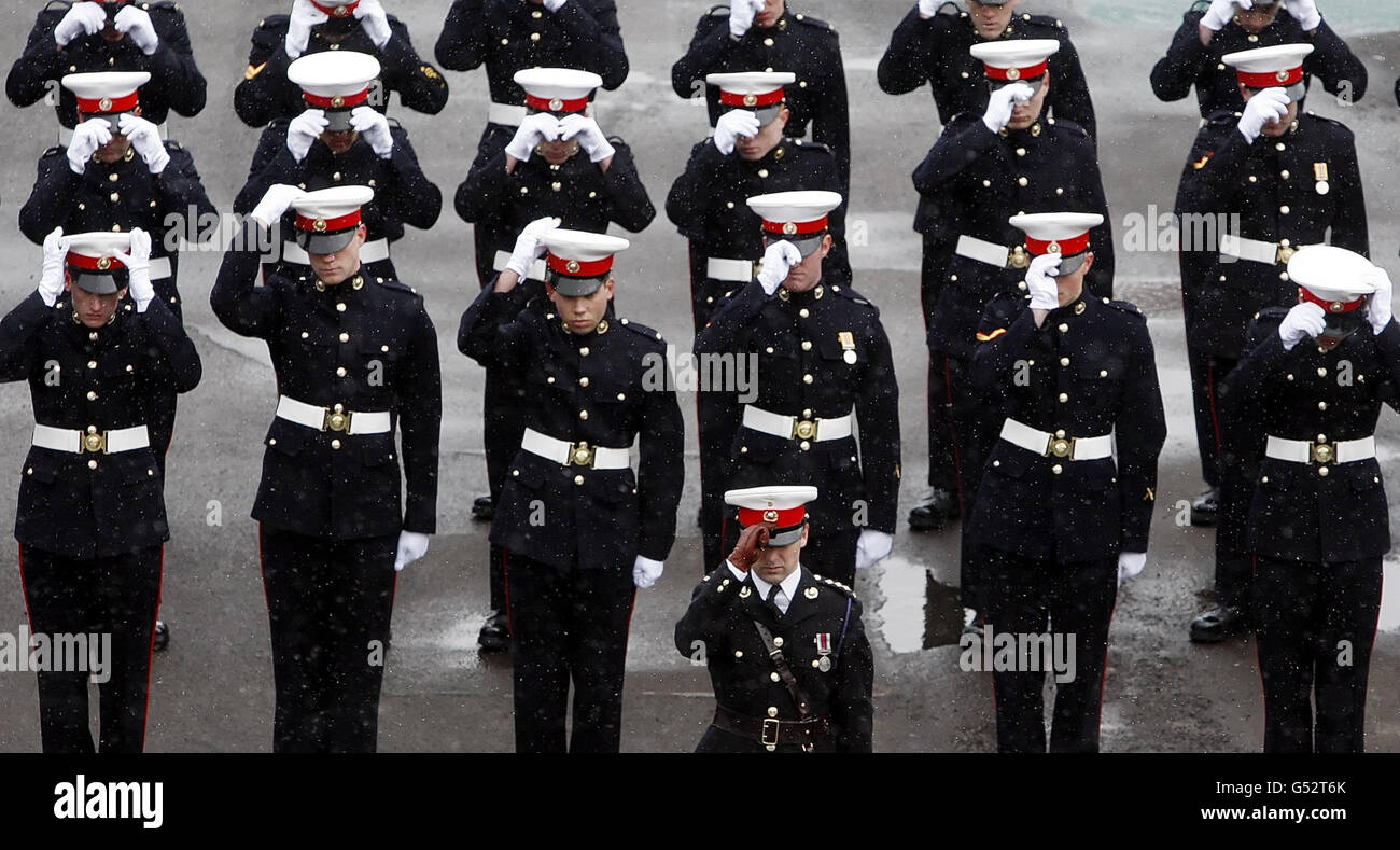 43 Commando Fleet Protection Group Royal Marines formation parade Stock ...