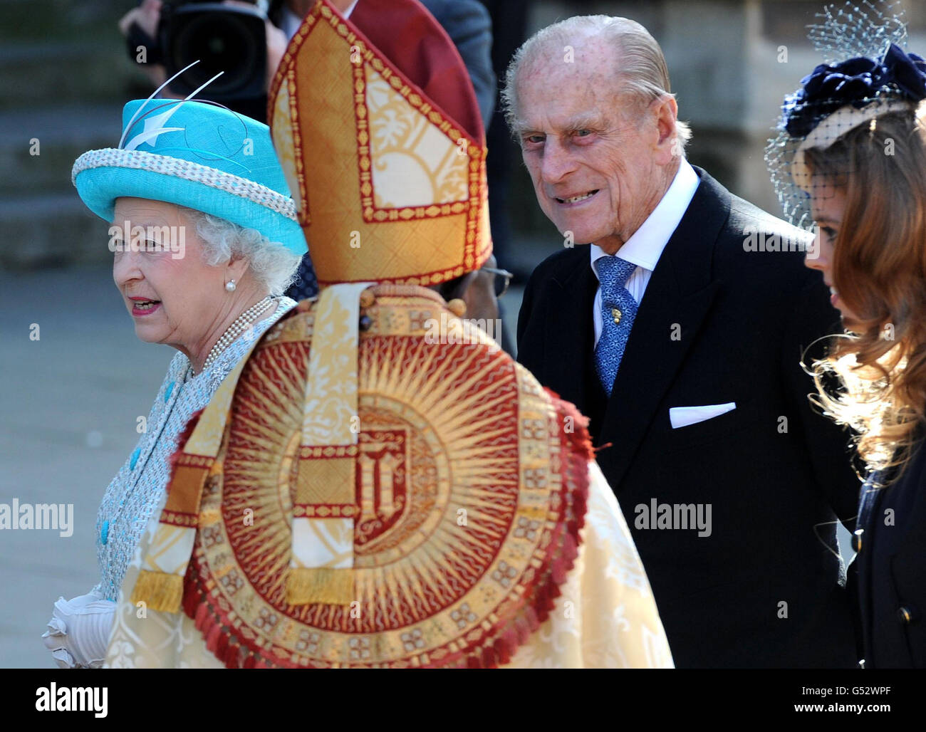 Queen Elizabeth II, the Duke of Edinburgh and Princess Beatrice, arrive ...
