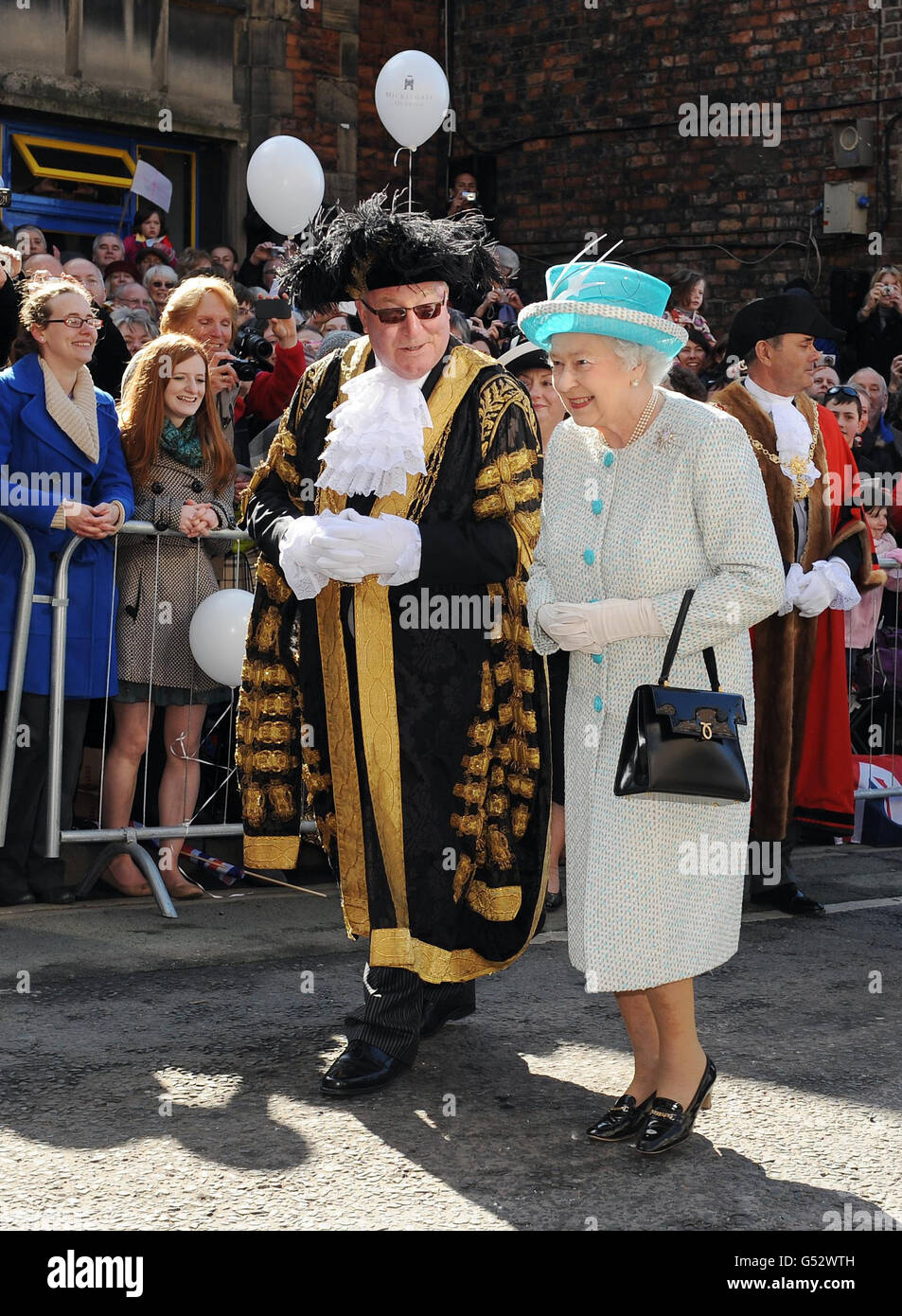 Queen Elizabeth II is greeted by the Lord Mayor of York, Councillor ...
