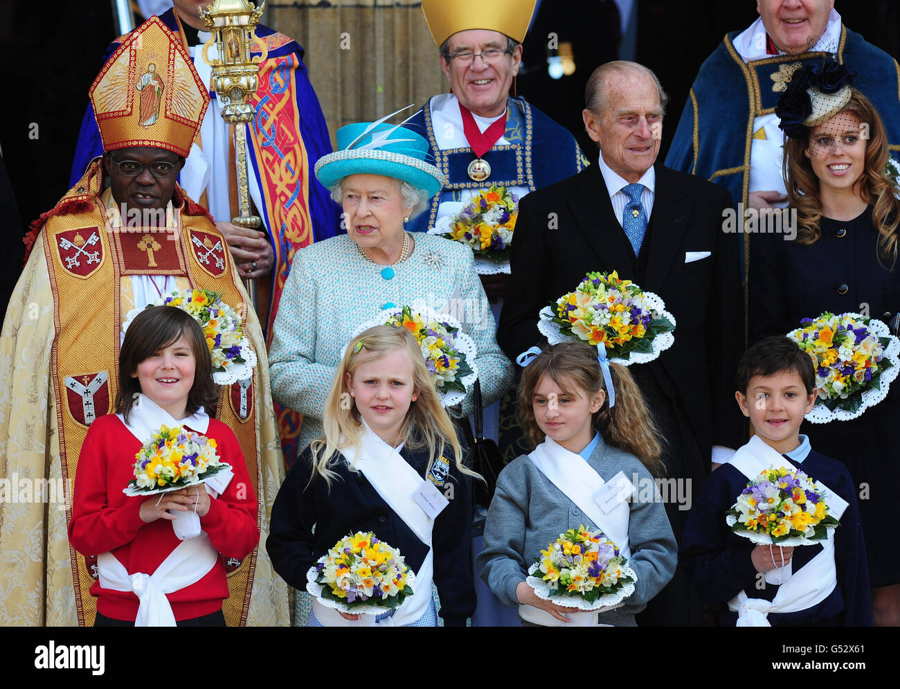 Queen Elizabeth II, the Archbishop of York Dr John Sentamu (left) the ...