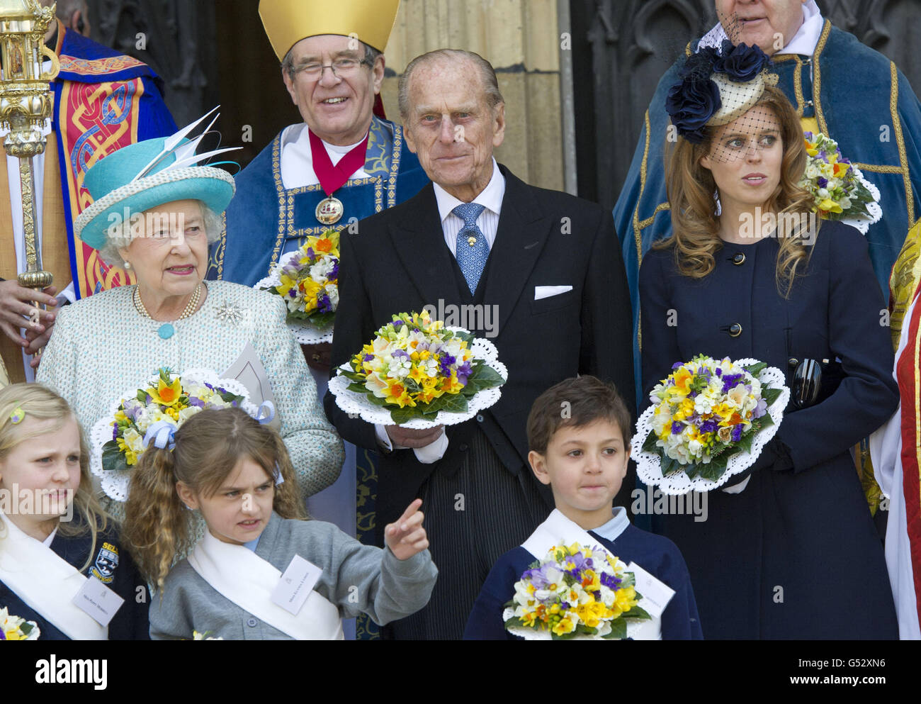 Queen Elizabeth II, the Duke of Edinburgh and Princess Beatrice with ...