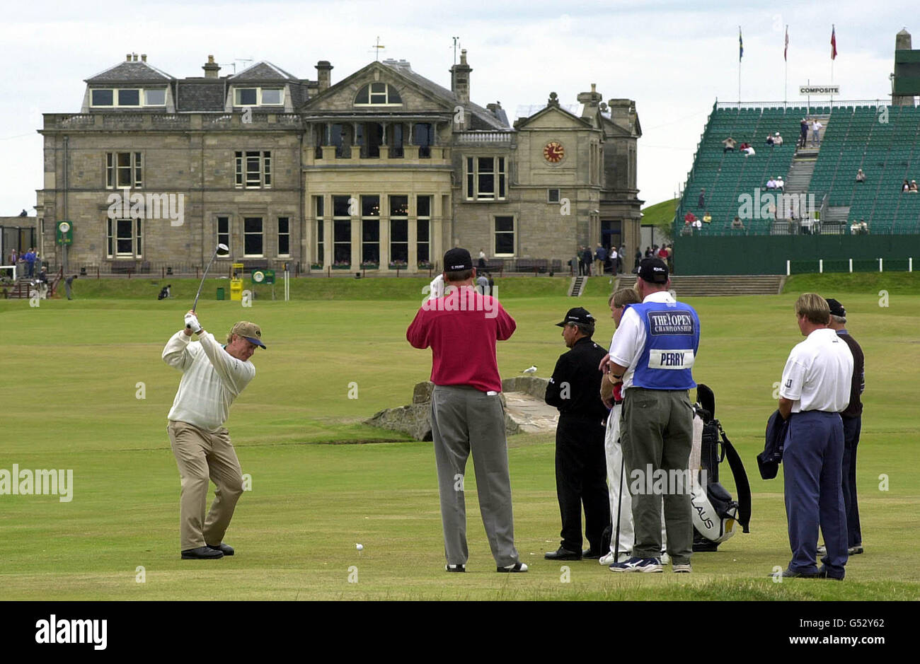 Back view action swinging sport golf jack nicklaus hi-res stock ...
