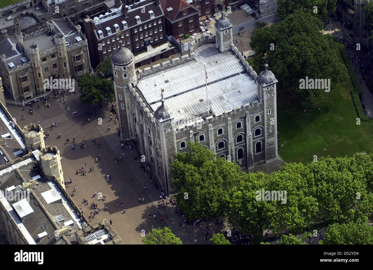 An aeriel view of the White Tower, part of the Tower of London. Also ...