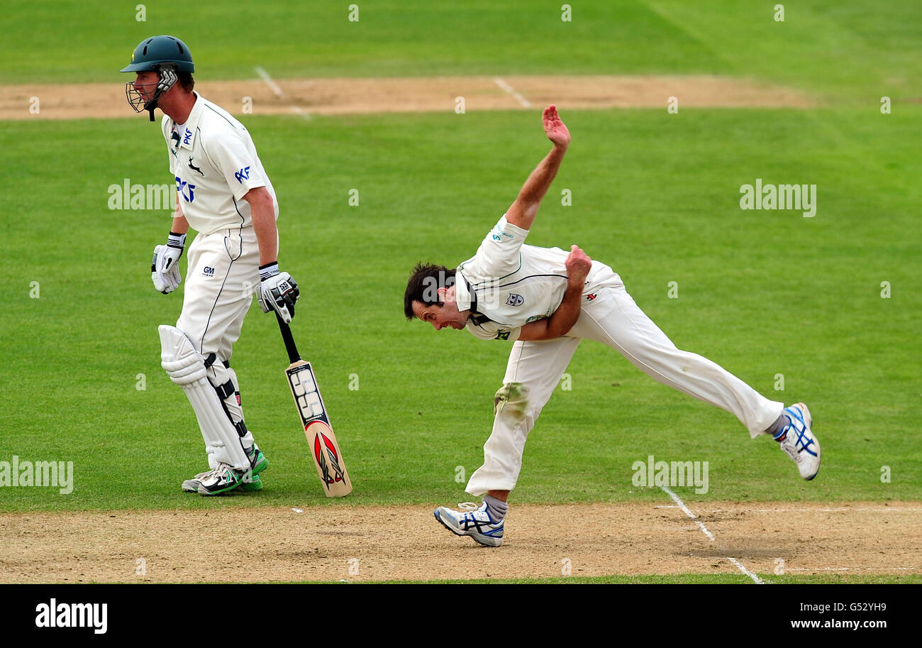Nottinghamshire's Neil Edwards looks on as Worcestershire's James ...
