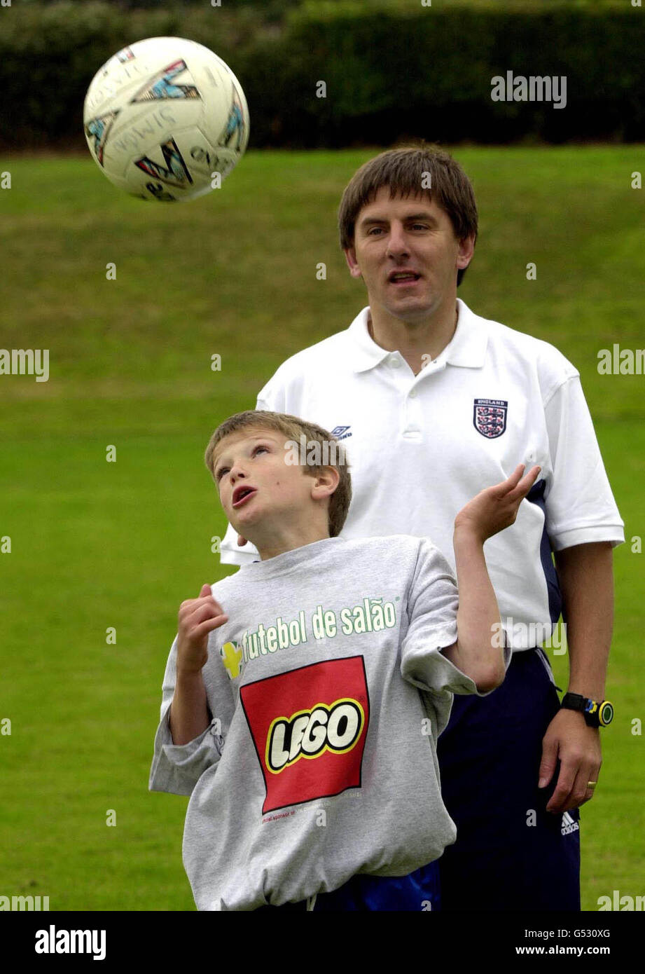 England Assistant Coach Peter Beardsley with 9 year old Andy Gascoigne ...