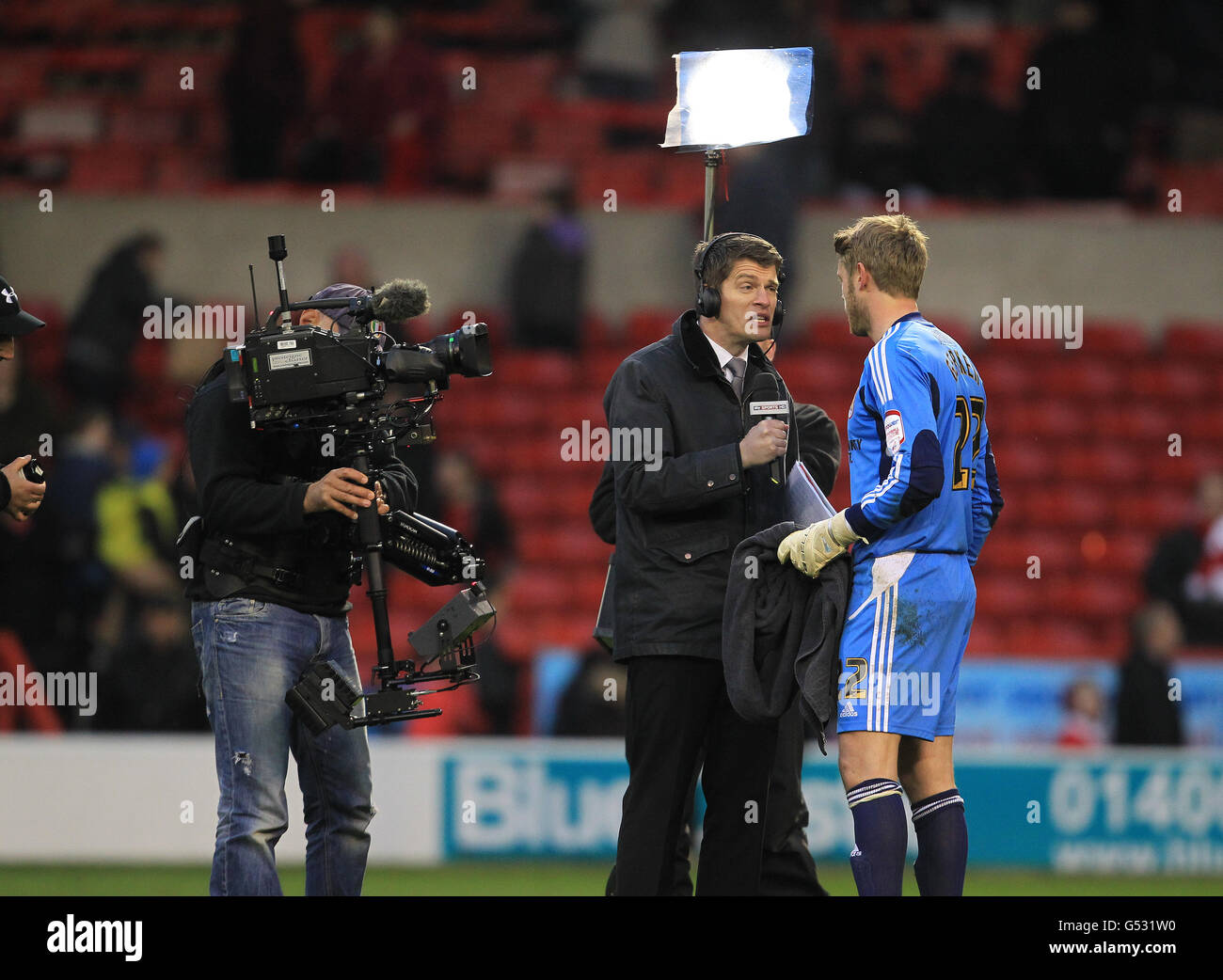 Bristol City's goalkeeper Dean Gerken is interviewed by SKY after the ...